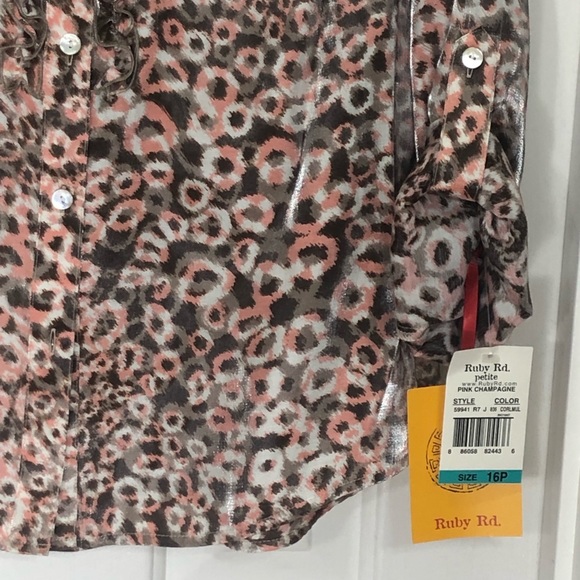 Ruby Rd. | Tops | Ruby Rd Ruffle Front Long Tab Sleeve Sz 6p Shirt ...